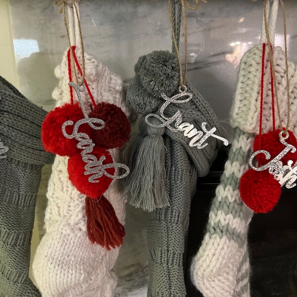 3D Stocking Name Tags Acrylic Christmas Stocking Name Tag Personalized ...