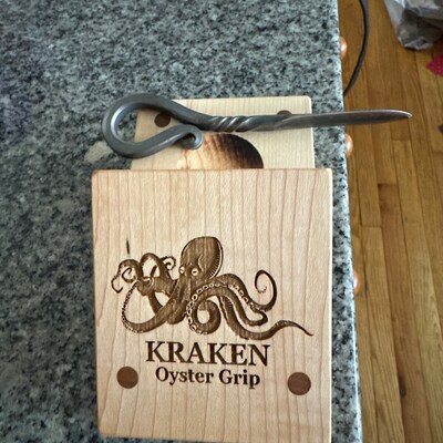 KRAKEN Oyster Grip Shuck Tool Clamp Wedge Wood Maple Maine Shucker ...