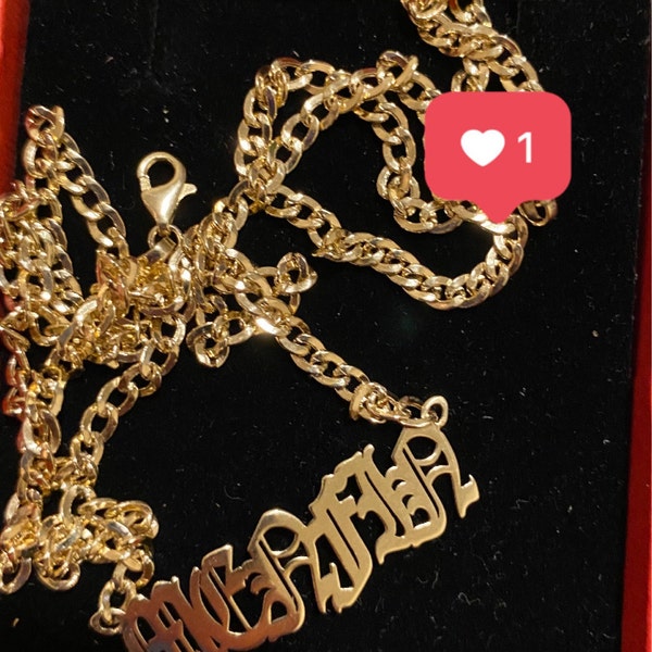 14k Solid Gold Curb Chain Name Necklace: Personalized Jewelry - Etsy