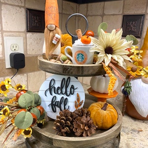 Hello Fall Tier Tray Fall 3D Mini Signs Pumpkin Fall Decor Seasonal ...