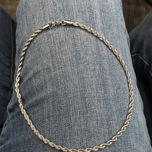 Stainless Steel Silver Rope Chain Waterproof Bracelet Necklace for Men ...