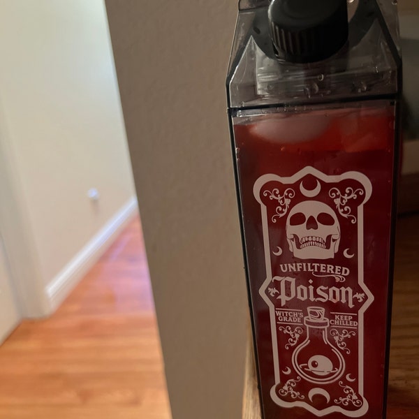 Unfiltered Poison Milk Carton Water Bottle, Cute Milk Carton, Fun Water ...