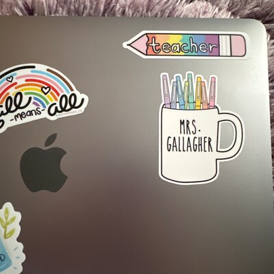 Customized Teacher Sticker Pack Pink Teacher Stickers Christmas Gift ...