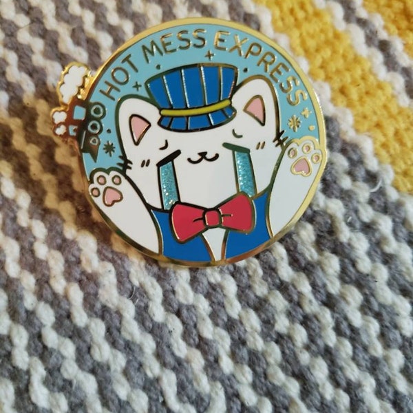 Hot Mess Express Hard Enamel Pin | Crying Cat Lapel Pin | Cute Funny ...