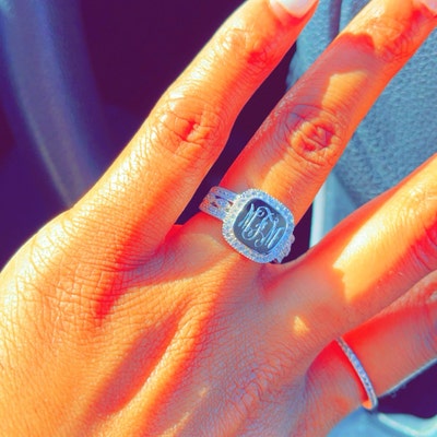 Monogram Sterling Silver CZ Victoria Ring - Etsy