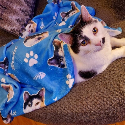 Your Cat on A Blanket,personalized Pet Photo Blanket,custom Cat Face ...