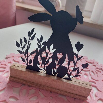 Plotterdatei SVG, DXF, PNG Hase in Blumen aus Papier zum selber basteln ...
