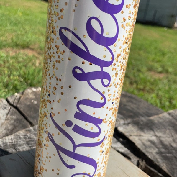 Purple & Gold Team Tumbler PNG, 20oz Skinny Tumbler Sublimation Design ...