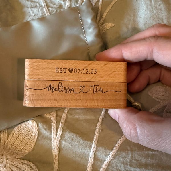 Engraved Wooden Ring Box Personalized 2-slot Ring Box Wedding Ring ...