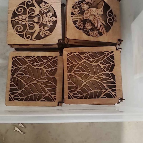 Decorative Wooden Box Laser Cut Files, Flip up Lid Storage Box, 3 ...