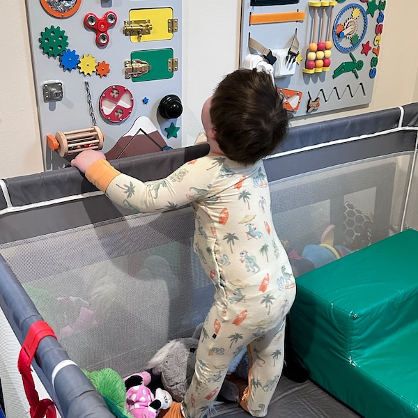 Custom Large Busy Board for Kids - Wooden Activity Toy, Sensory Wall ...