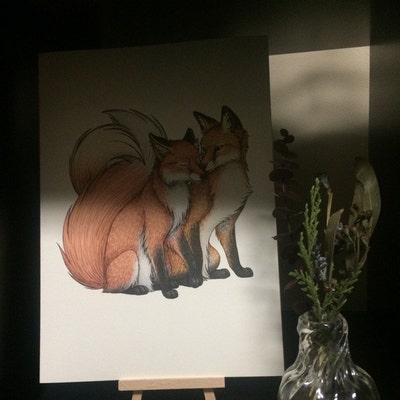 Fox Couple Illustration A4 Print - Etsy