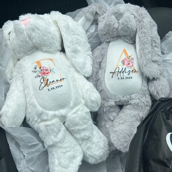 Personalised Bunny Rabbit, New Baby Gift, Personalised Plush Soft Toy ...