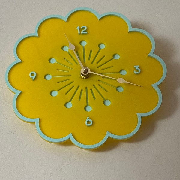 Retro Flower Wall Clock - Pink and Light Pink - Floral Home Decor ...