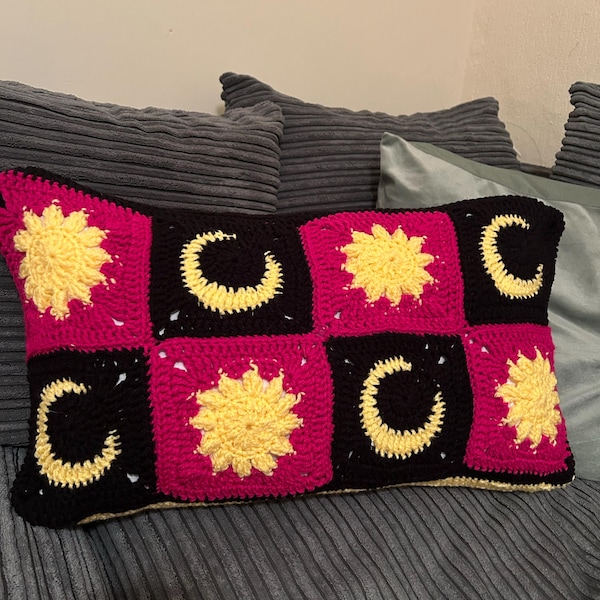 Sun and Moon Celestial Crochet Pillow Pattern – Mustard Yellow and ...