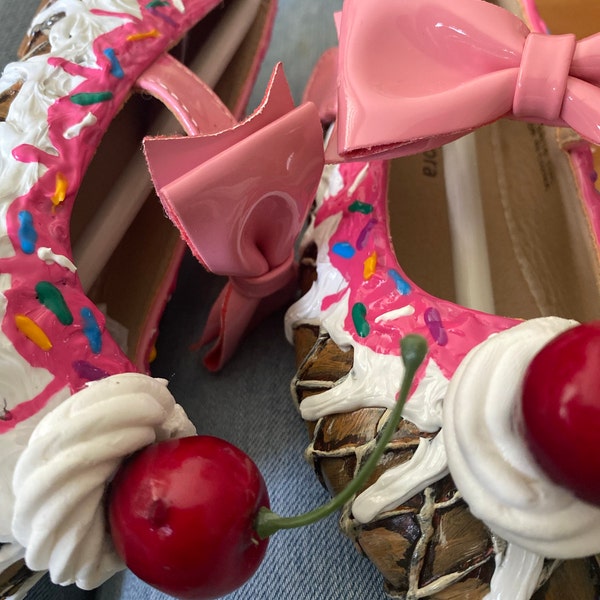 Ice Cream Dream Cone Sundae Hand Painted Heels Flats - Etsy