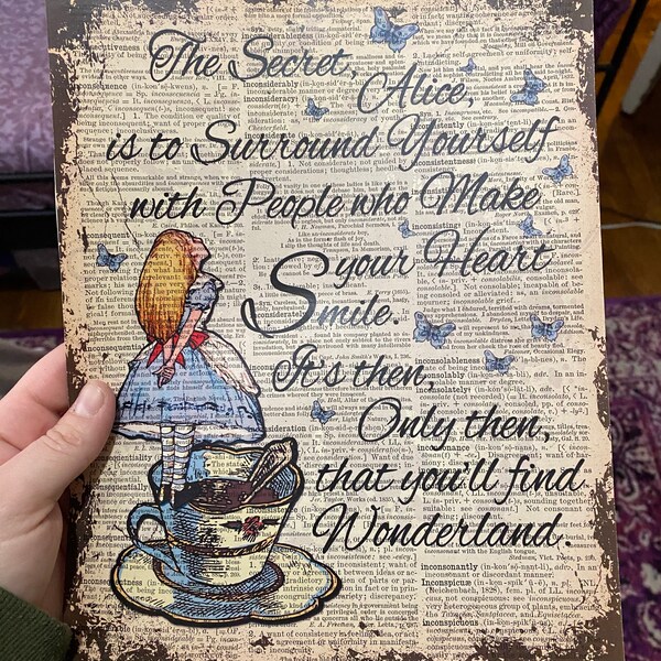 Alice in Wonderland Wall Art, Dictionary Art Print, Inspirational ...