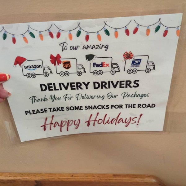 Delivery Driver Snack Sign Printable, Delivery Driver Thank You Sign ...