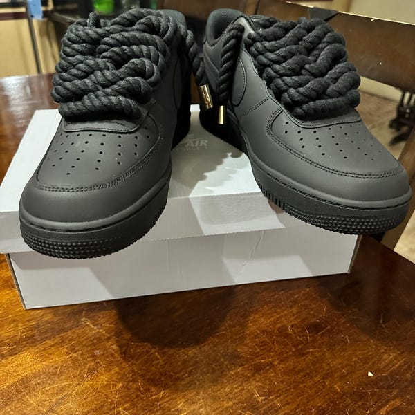 White Air Force 1 With Thick Rope Lace Authentic AF1 Air Force 1 Lace ...