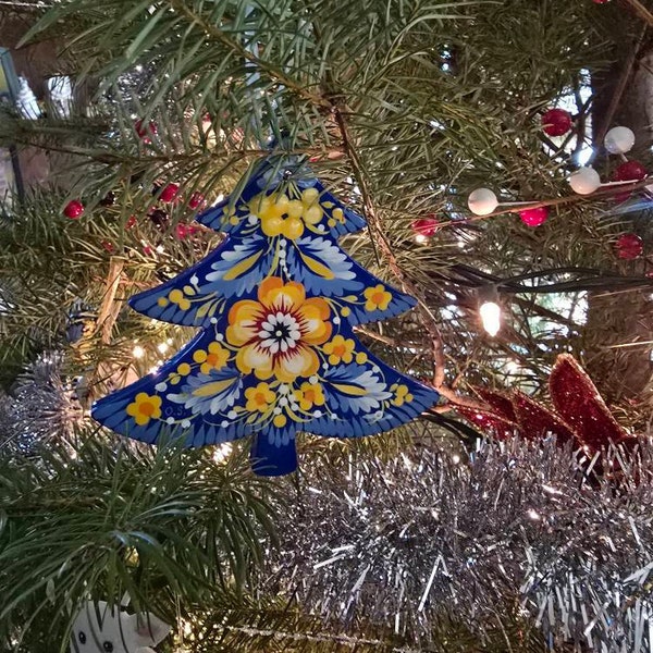Hand Painted Ukrainian Christmas Ornament, Handmade Wooden Christmas ...