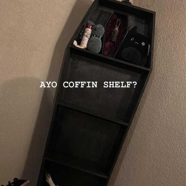 52 Inch Coffin Bookshelf, Goth, Spooky, Home Decor, Bookcase, Mystic ...