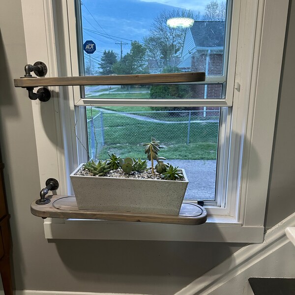 Swivel Shelf With Drip Groove for Window or Wall, Industrial Pipe Shelf ...