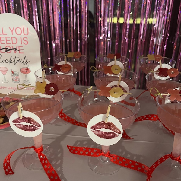 Valentines Gin Drinks Topper Cocktail Topper Party Edible Favour - Etsy