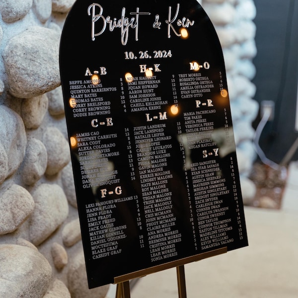 Acrylic Wedding Seating Chart Table Seating Chart Alphabetical Seating ...