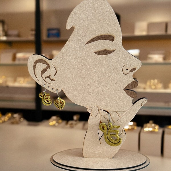 Earring Display Stand Laser Cut File Face Pattern for Glowforge Laser ...