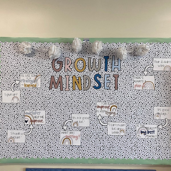 BOHO RAINBOW Growth Mindset Posters | Neutral Rainbow Classroom Decor ...