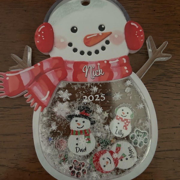 Personalized Snowman Family Ornament: 4D Shake Keepsake, Custom 2025 ...