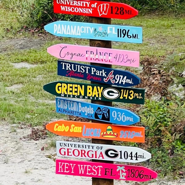 SET OF 10 Large Directional Wood Arrow Signs, Custom Mile Marker Stake ...