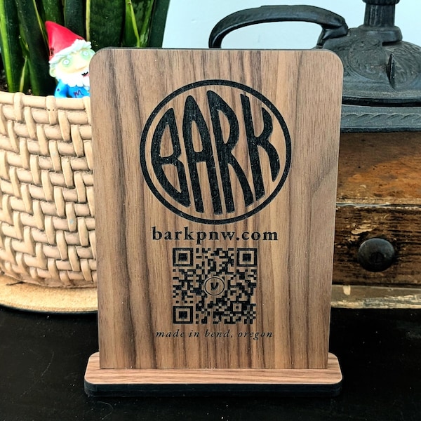 QR Code Sign for Business | Wooden QR Code Table Sign | Logo QR Sign ...