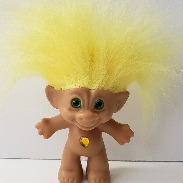 Vintage Ace Novelty Treasure Troll Doll, Purple Hair, Purple Circle ...