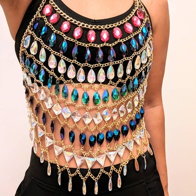 Gigi Body Chain Top , Burning Man Outfit, Chain Bra, Festival Wear ...