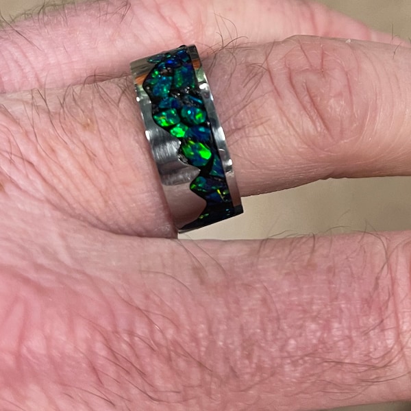 Meteorite Cremation Ring, Memorial Ring, Black Ceramic Ring, Mens Ring ...