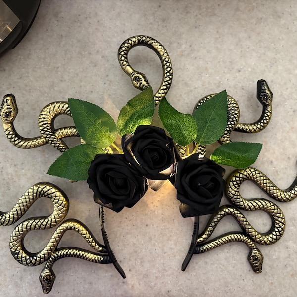Medusa Light Crown - Snakes and Roses Goddess Crown - Mythology Rave ...