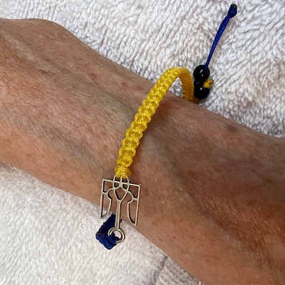 Handmade Bracelet With Ukrainian Flag Colors and Trident Charm. Stand ...