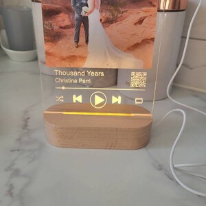 LED Light up Cedar Wood Frame Personalised 1st Wedding Anniversary ...