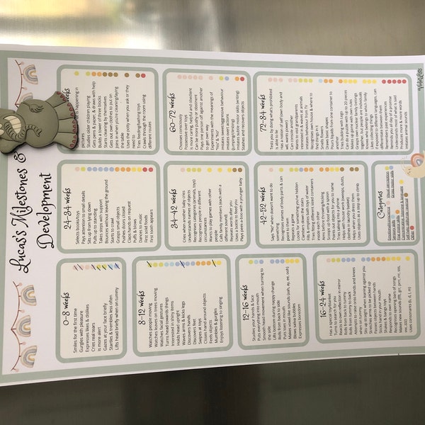 Baby Milestone and Development Chart, Printed, Laminated, Baby ...