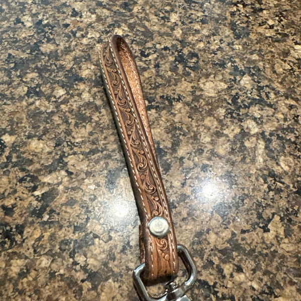 Handmade Western Leather Keychain: Stamped Scrollwork Key Fob - Etsy