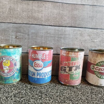 Rusteze Cars Racing Labels Motor Oil Tin Can Party Themed Prints Set of ...