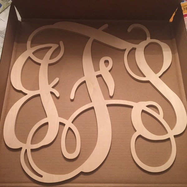 SALE 24 Inch Wooden Monogram Letters Unpainted Wedding Decor Home Decor ...