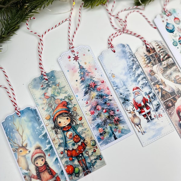10 Cute Christmas Printable Bookmarks | Digital Download JPG Bookmark ...