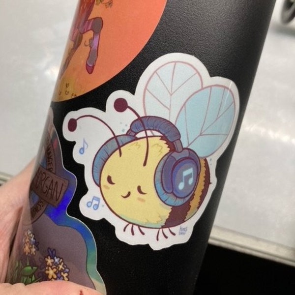 Bumble Beats - Chill Bee Vinyl Sticker - Etsy