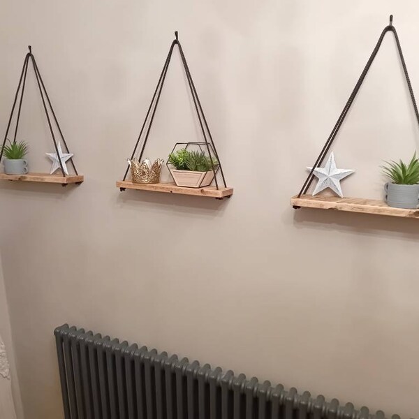Shelving, Rustic Shelves, Chain Shelf, Hanging Shelves. - Etsy UK