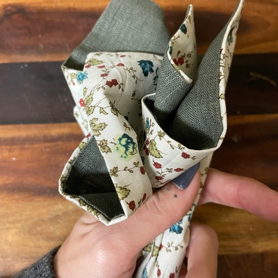 Green Floral 2 Sided Pocket Square - Etsy