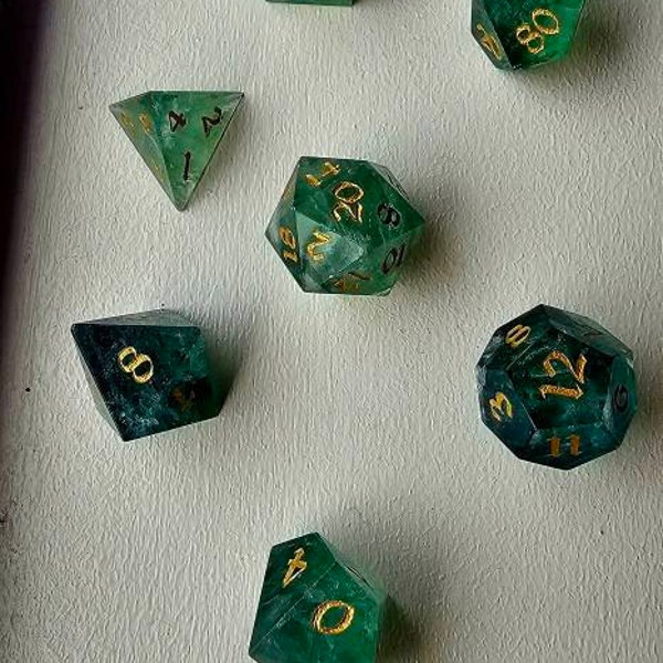 Green Fluorite Gemstone Dice (chlorophane) Hand Carved Polyhedral Dice ...