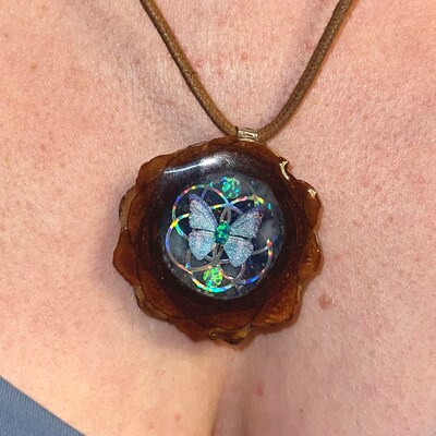 Supernova With Opal & Mandala Pinecone Pendant Necklace Sacred Geometry ...