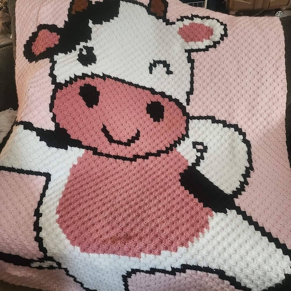 Happy Cow Graph + Written Pattern for C2C & Tapestry Crochet - Cow C2C ...